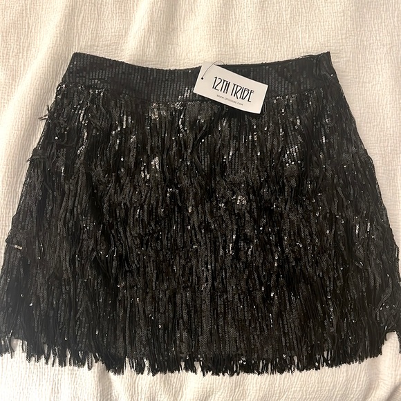 12th Tribe | Skirts | 2th Tribe Shotgun Black Fringe Mini Skirt | Poshmark